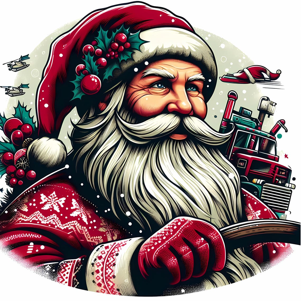 Father Christmas Santa Claus Clipart PNG | Hand-drawn Sublimation Art ...