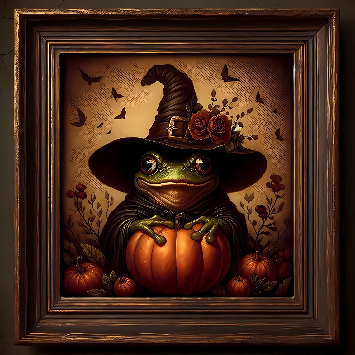 Vintage Witch Toad Print Gothic Halloween Frog Art Dark Academia ...