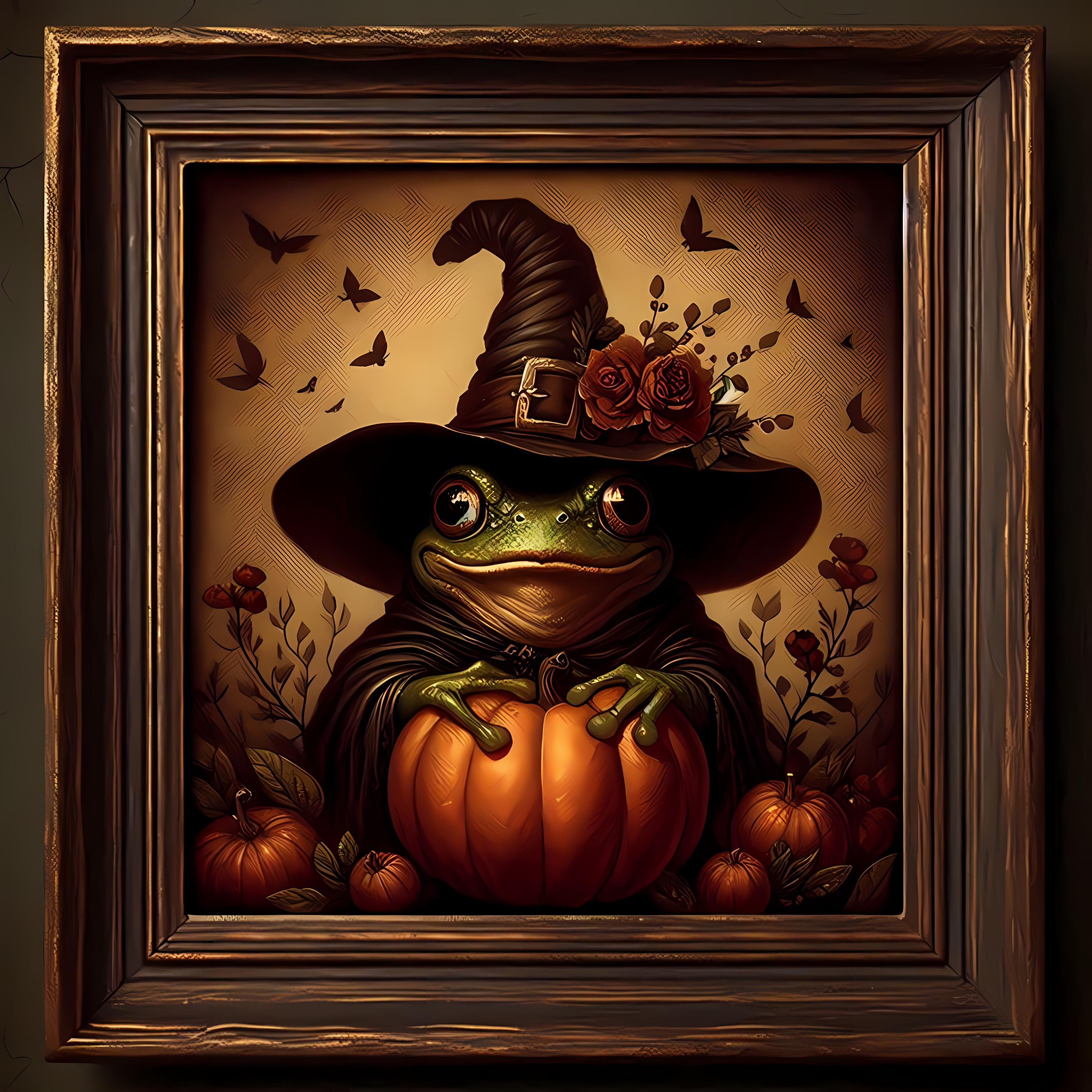 Vintage Witch Toad Print Gothic Halloween Frog Art Dark Academia ...