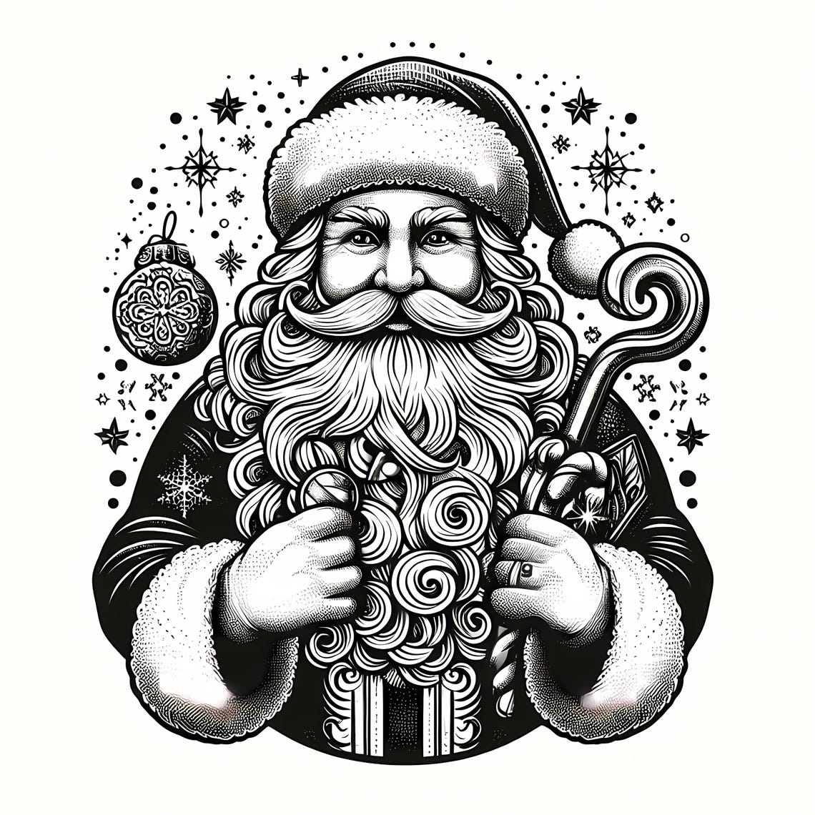 Father Christmas Santa Claus Clipart PNG | Hand-drawn Sublimation Art ...