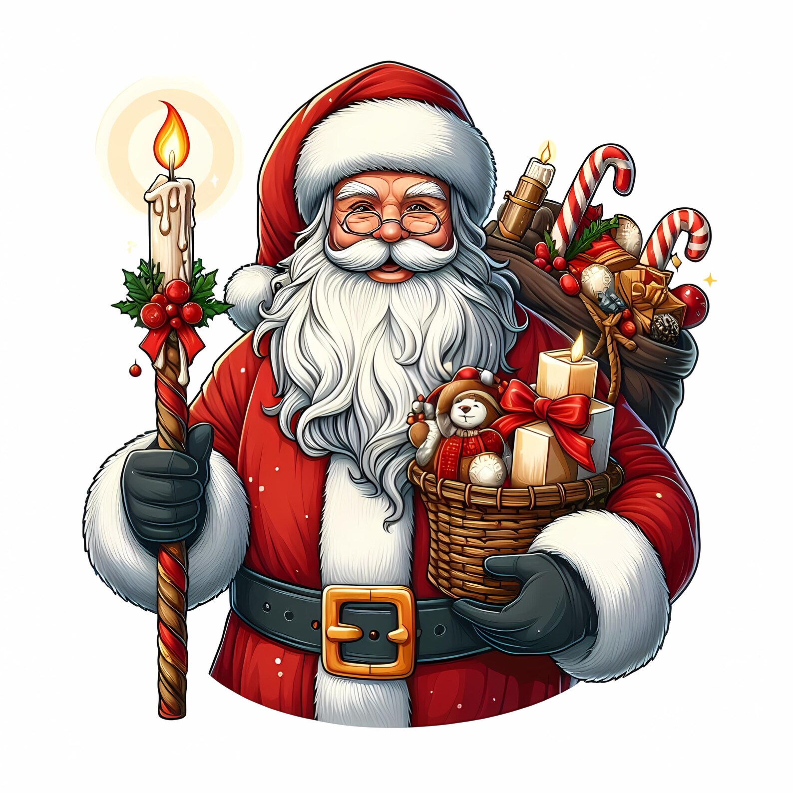 Father Christmas Santa Claus Clipart PNG | Hand-drawn Sublimation Art ...