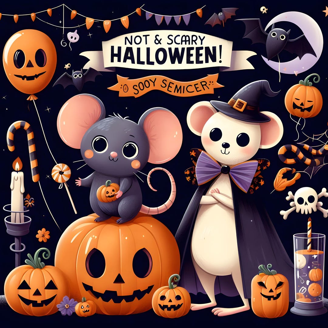 Not so Scary Halloween Party 2024 PNG Mouse & Friends Retro Halloween ...