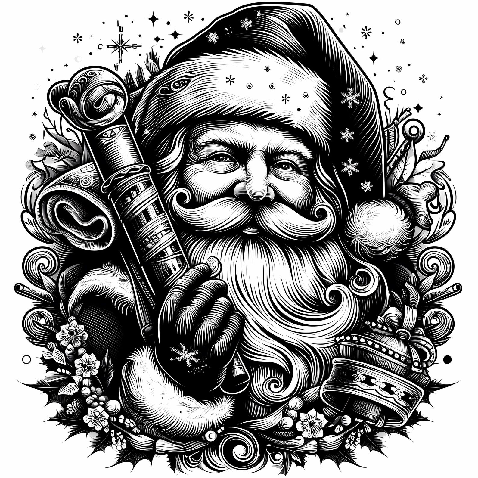 Father Christmas Santa Claus Clipart PNG | Hand-drawn Sublimation Art ...