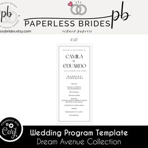 Minimalist Wedding Program Template: Elegant Border Design (digital ...