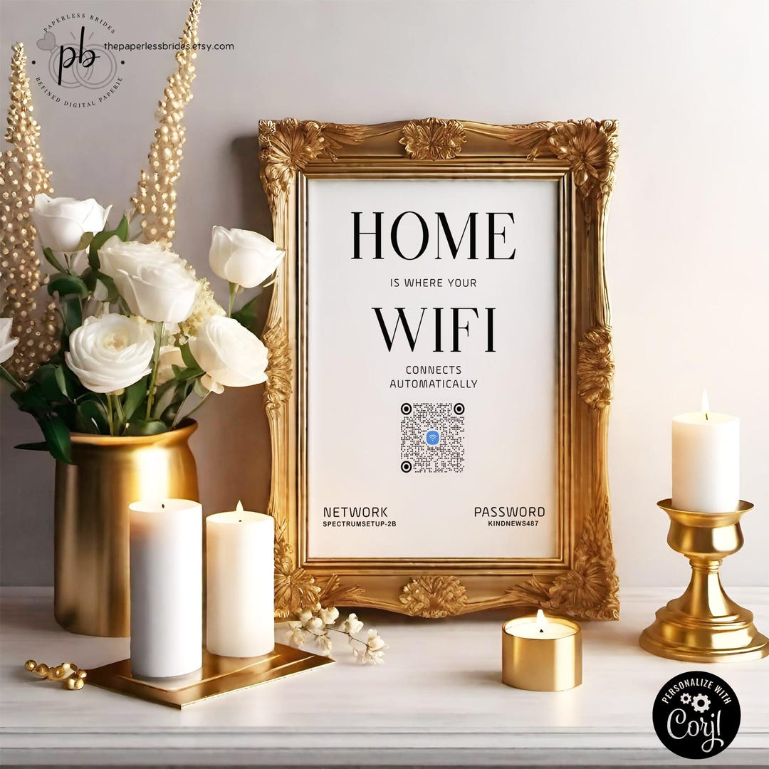 Editable Wifi QR Code Sign Template: Printable Wedding Table Decor ...