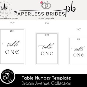 Table Number Template, Digital Download, Table Number Editable ...