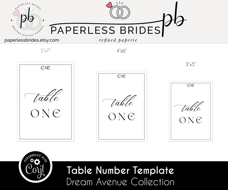 Table Number Template, Digital Download, Table Number Editable ...