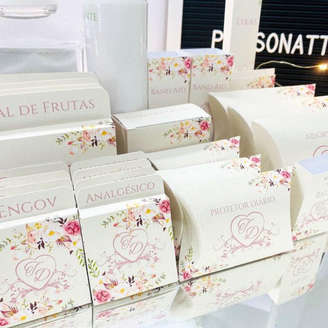 Custom Wedding Toiletry Packaging Template: Bathroom Amenities Basket ...