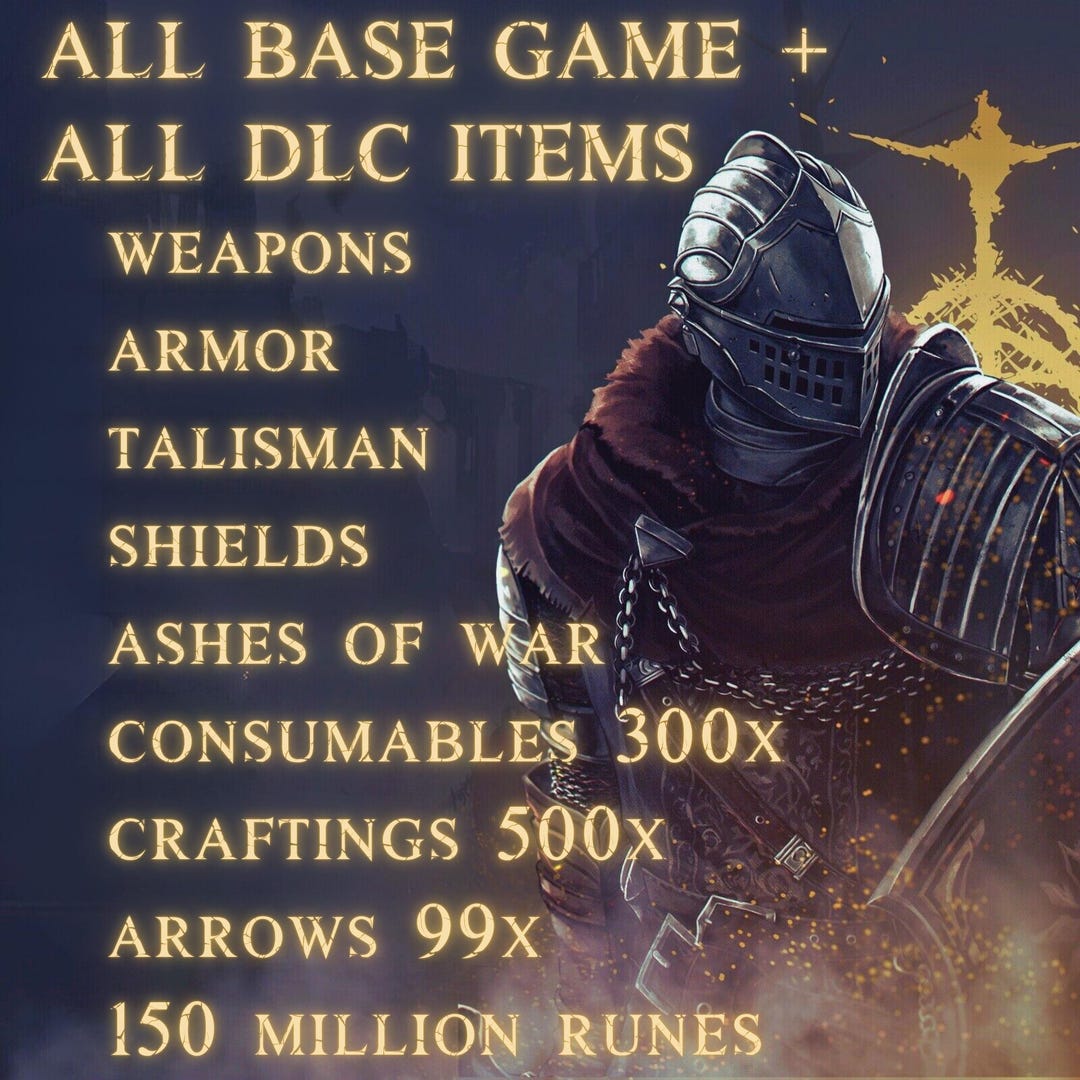 Elden Ring 100% All BASE GAME All DLC Items 150 Mil. Runes for PS4/PS5 ...