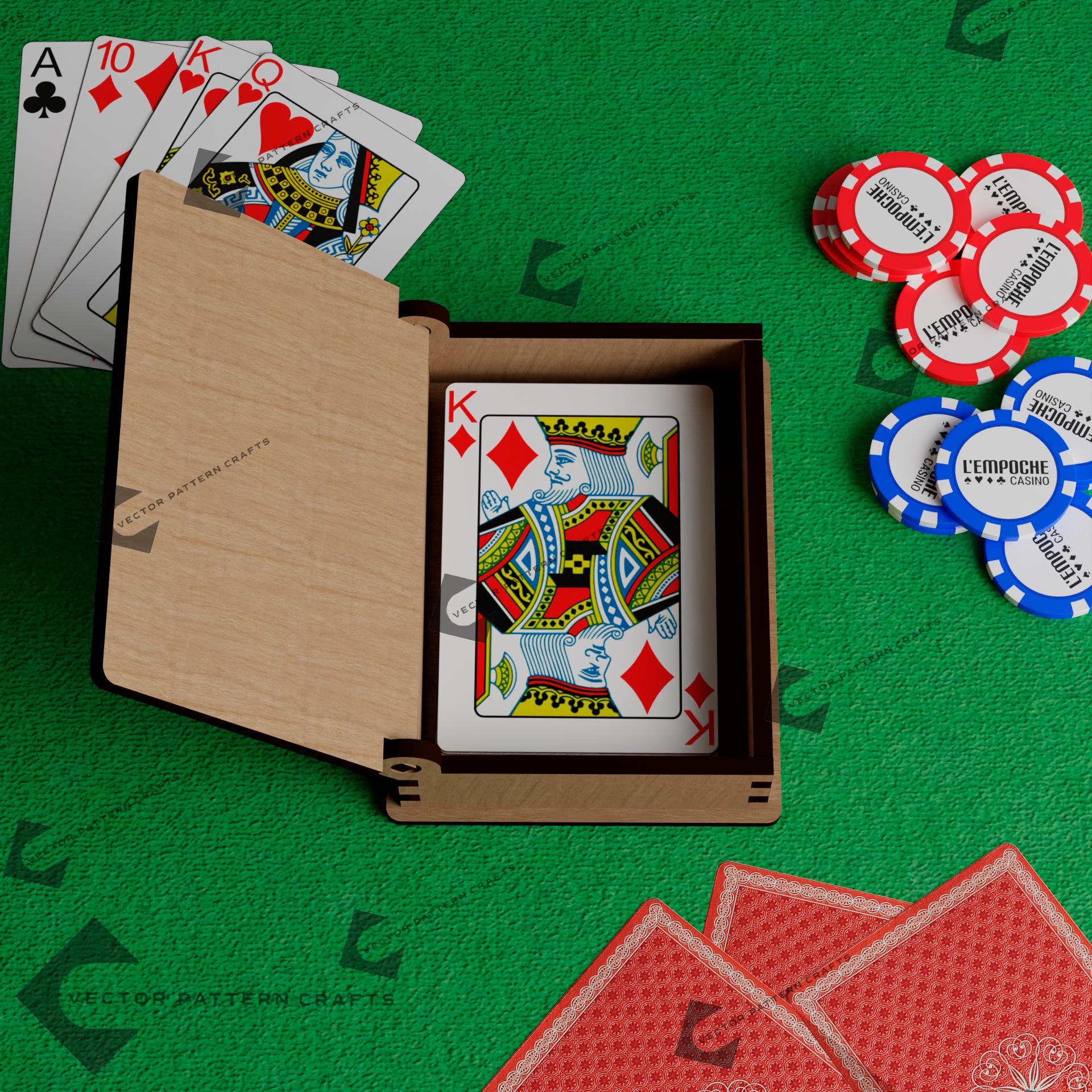 Laser Cut Wooden Playing Cards Box Svg Template Glowforge Poker Cards ...