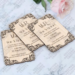 Laser Cut Wedding Invitation Cards 6 Set Svg Cutting File Glowforge ...