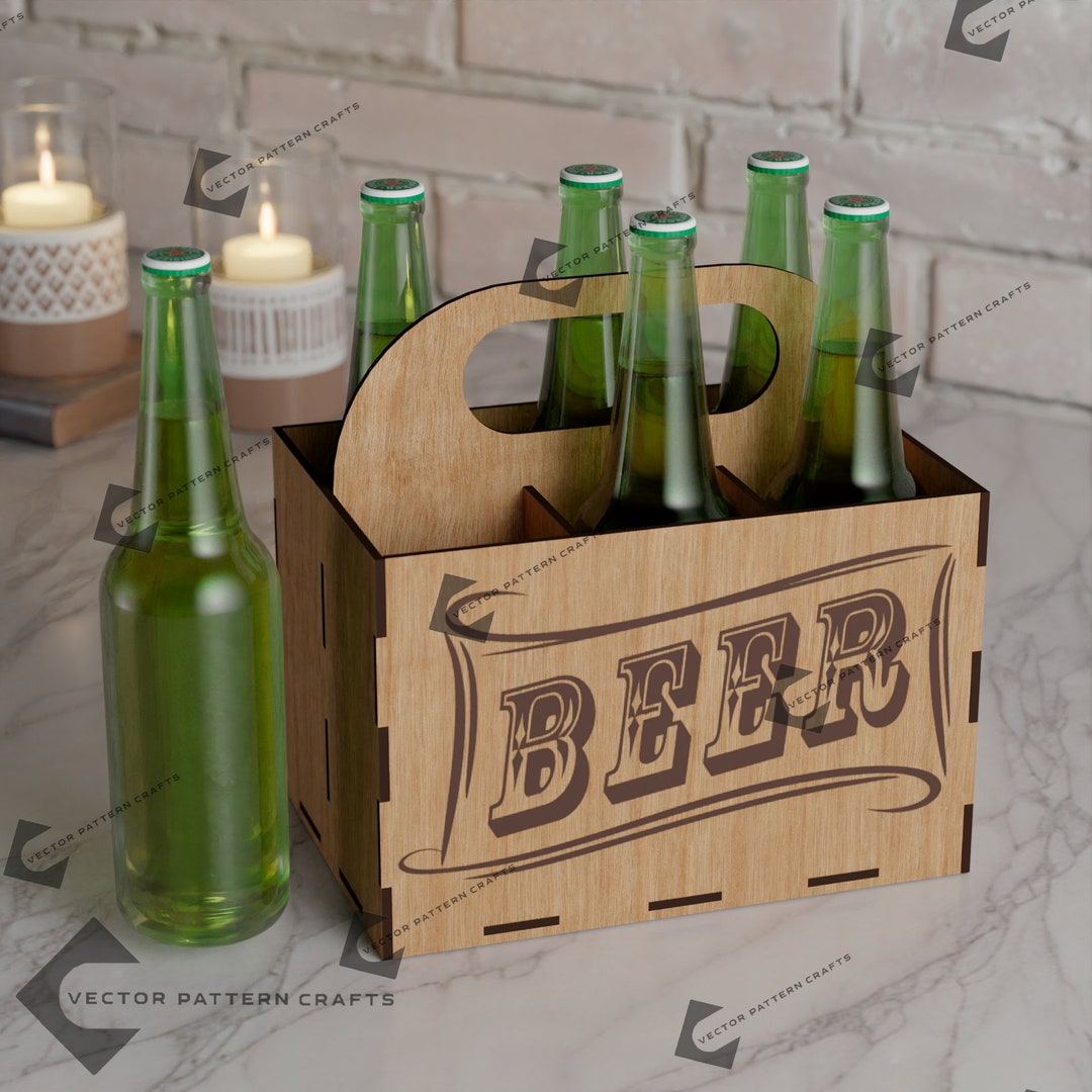 Laser Cut Wooden 6 Pack Beer Caddy Svg Template Glowforge Beer Holder ...
