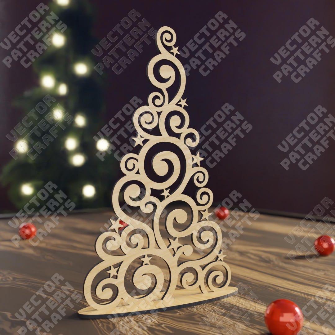 Laser Cut Decorative Christmas Tree Svg Cutting File Glowforge Wooden ...