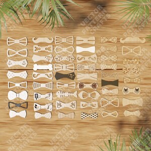 Laser Cut Wooden Bow Ties 52 Bundle Svg Cutting Files Glowforge Neck ...