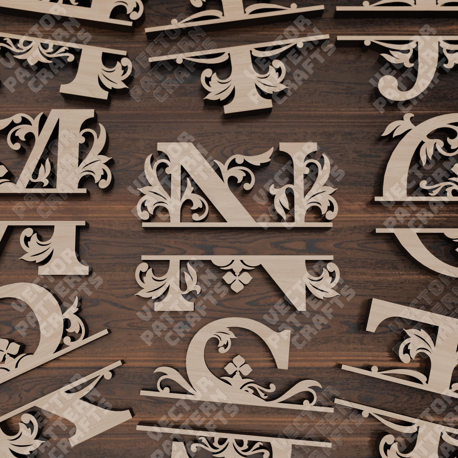 Floral Monogram Alphabet Letters Laser Cut Svg File Glowforge Monogram ...