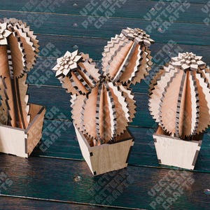 5 Laser Cut Cactus SVG 3D Standing Succulent Plant Boho Shelf Decor - Etsy