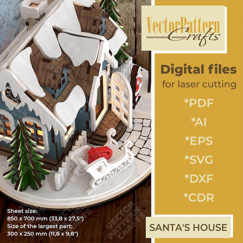 Christmas Santa House Svg Laser Cut File Glowforge 3D Christmas House ...
