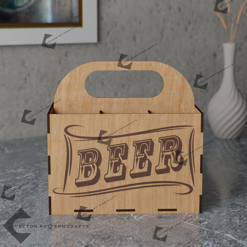 Laser Cut Wooden 6 Pack Beer Caddy Svg Template Glowforge Beer Holder ...