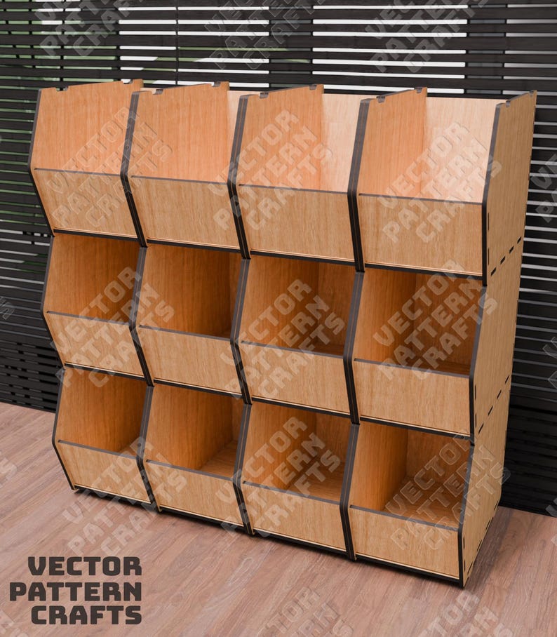 Wooden Stackable Storage Bins Laser Cut Svg File Glowforge Storage Bins ...