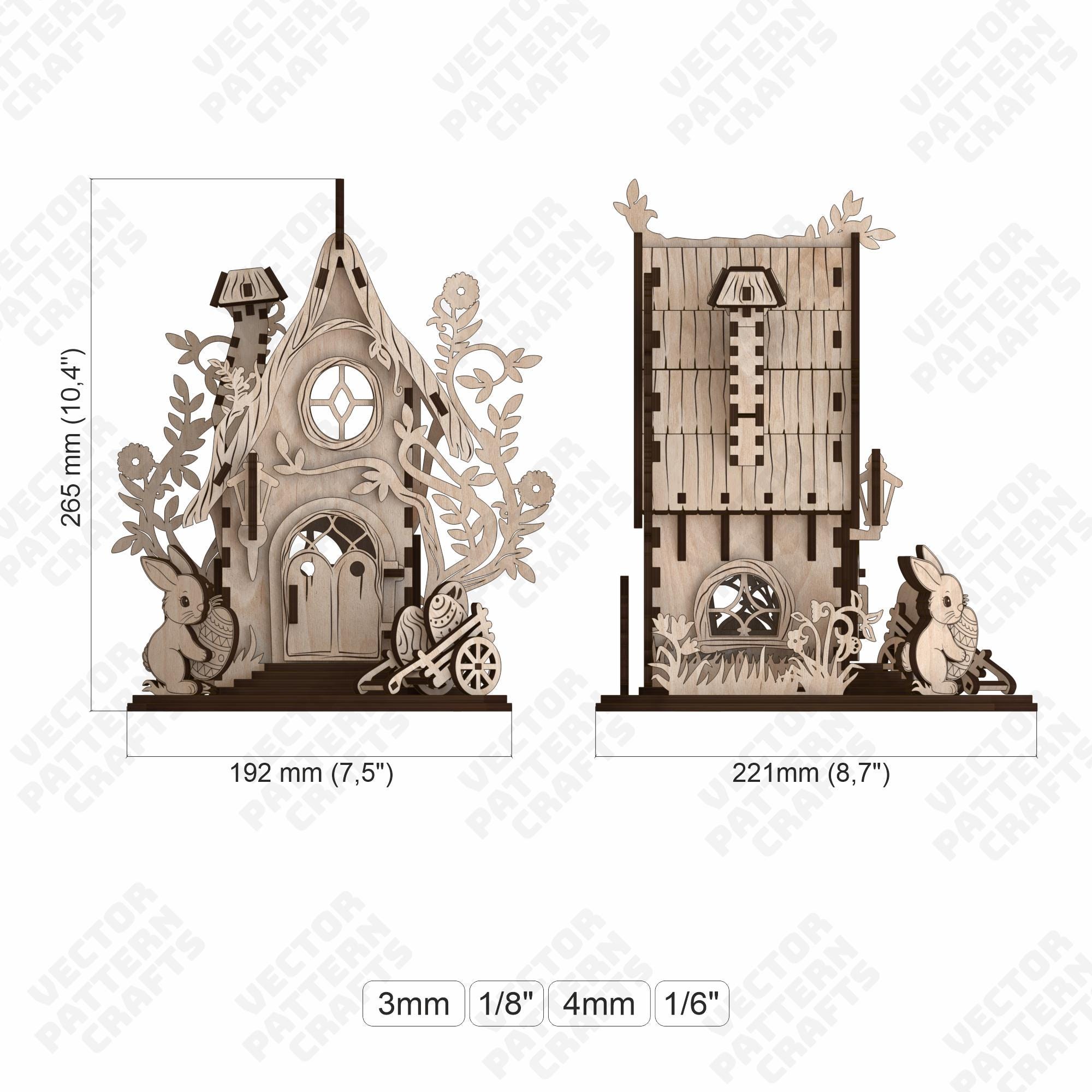 Easter Bunny House Scene Laser Cut File Glowforge 3D Easter House ...