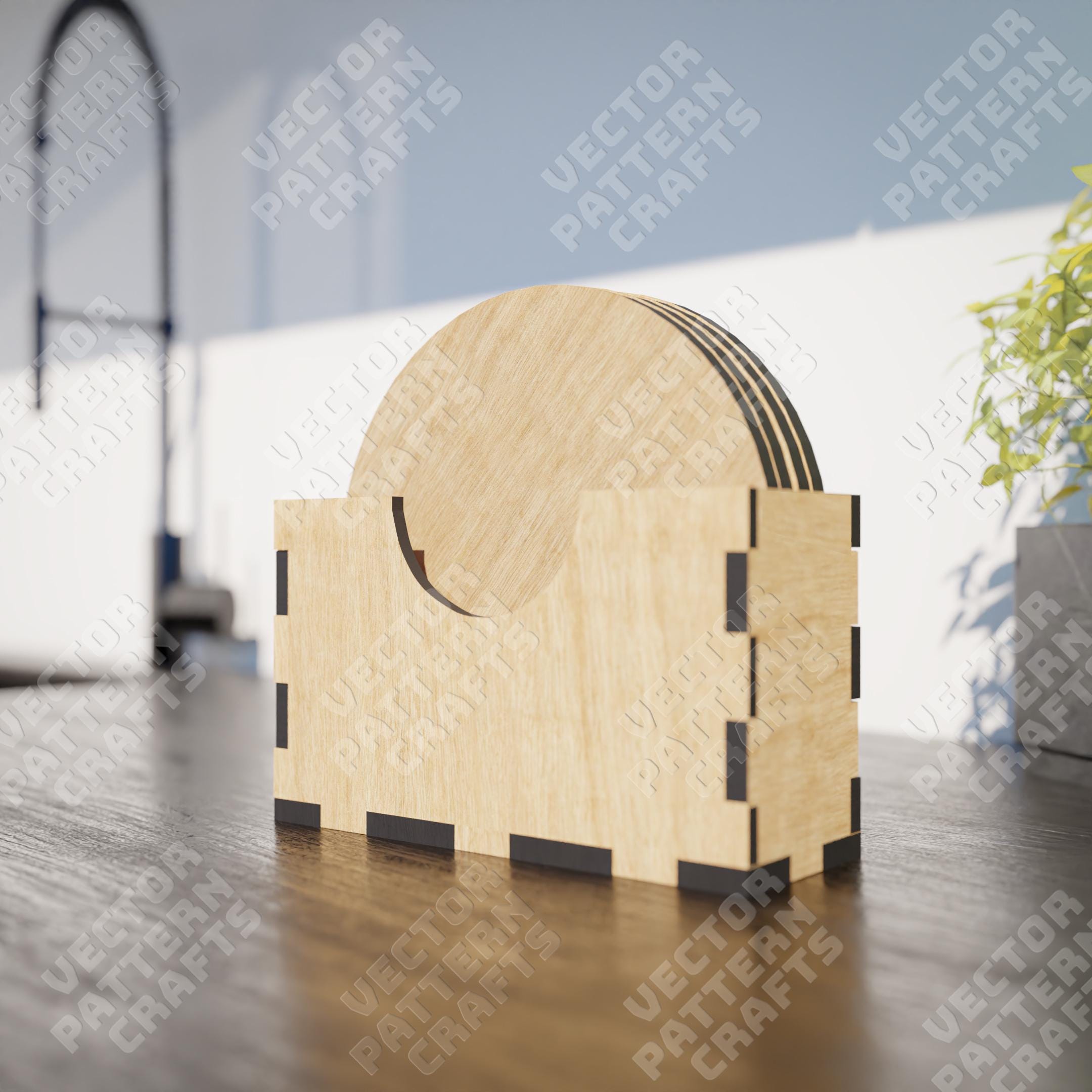 Wooden Round Coasters Box Laser Cut Svg File Glowforge Coasters Holder ...