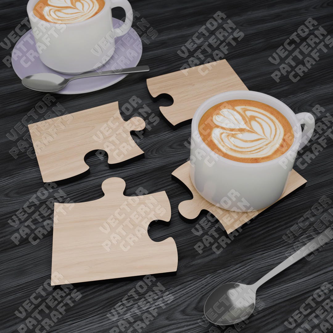 Wooden Coasters Puzzle Set Laser Cut Svg File Glowforge Decorative ...