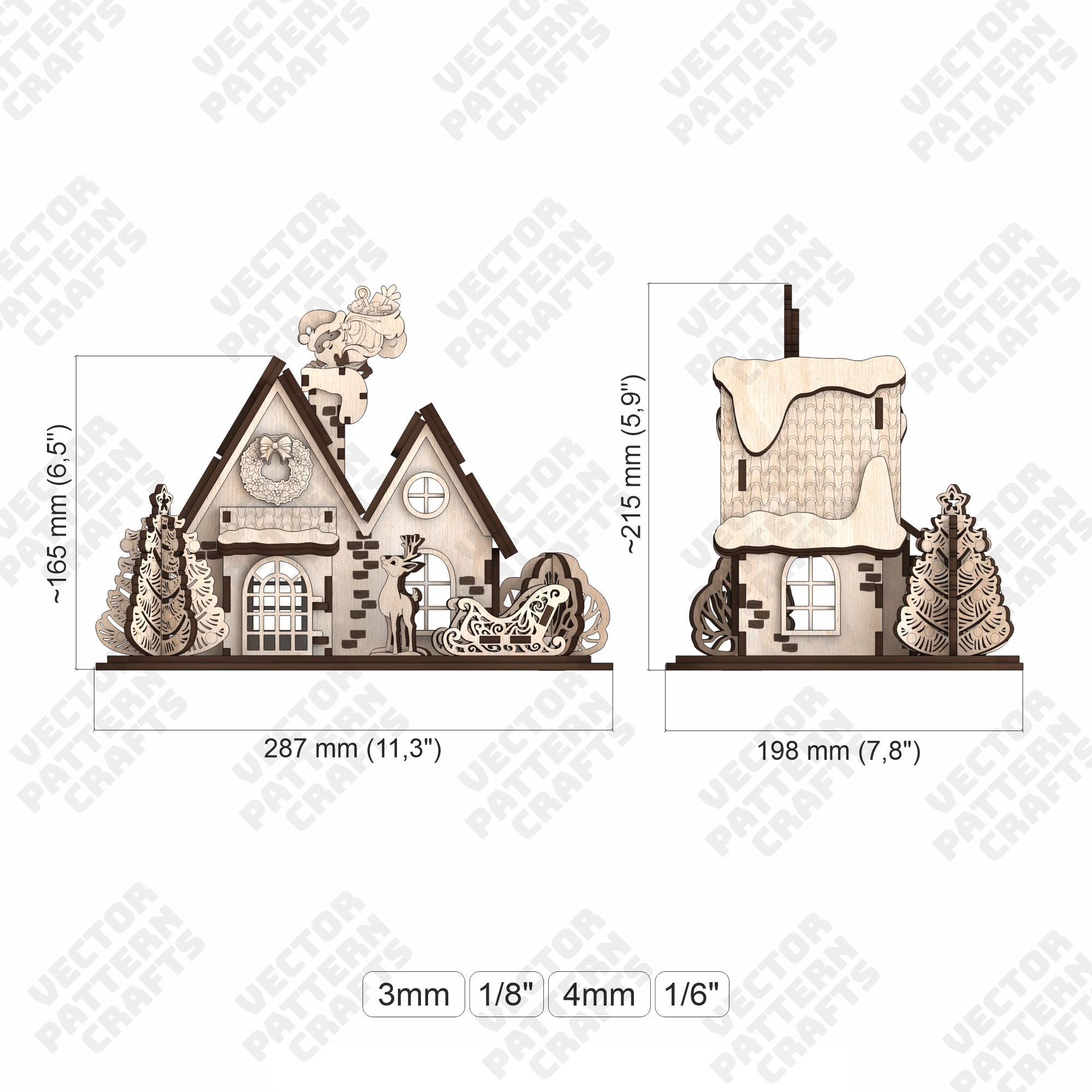 Christmas Santa House Scene Laser Cut File Glowforge 3D Christmas House ...