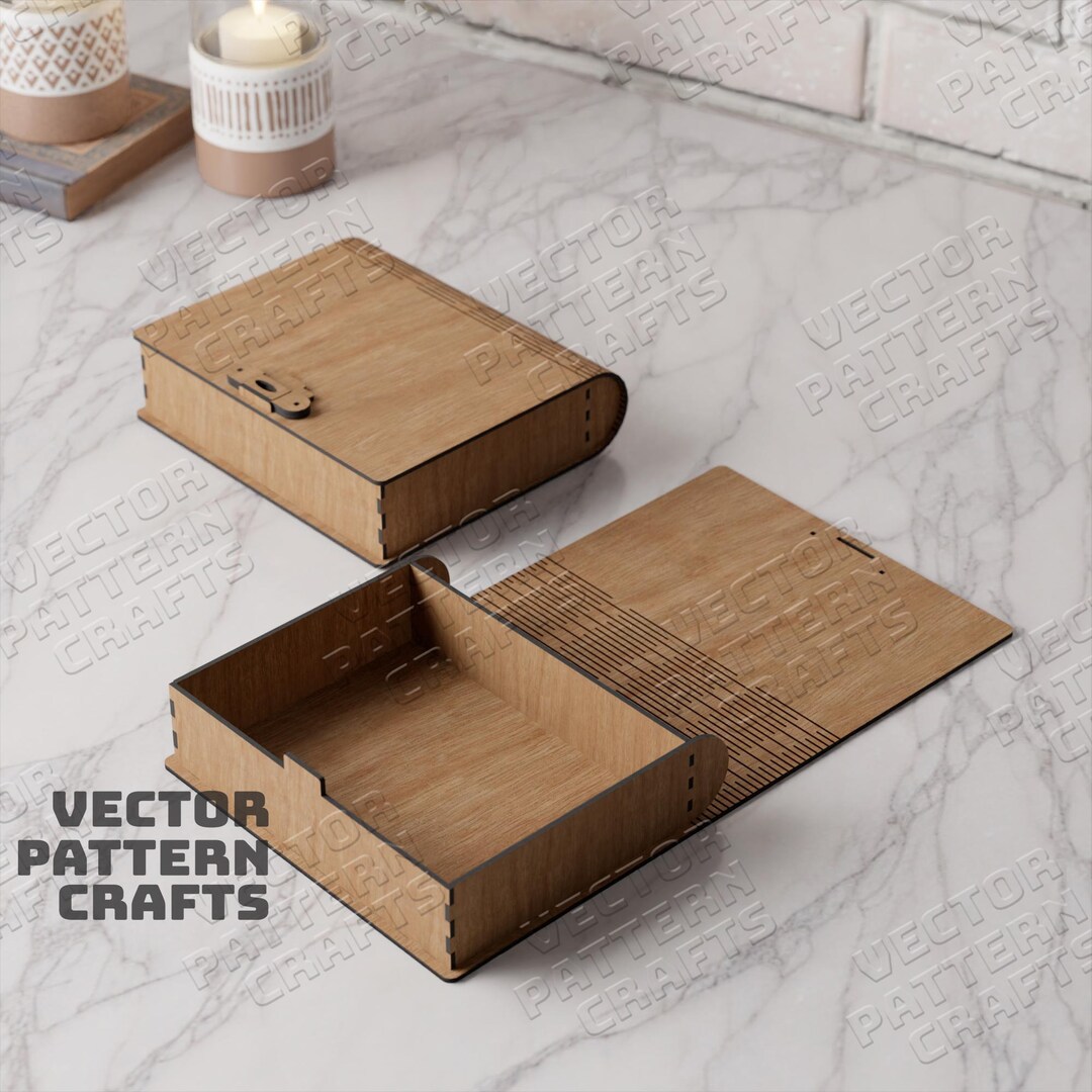 Laser Cut Wooden Book Box Svg File Glowforge Gift Book Box Svg Cricut ...