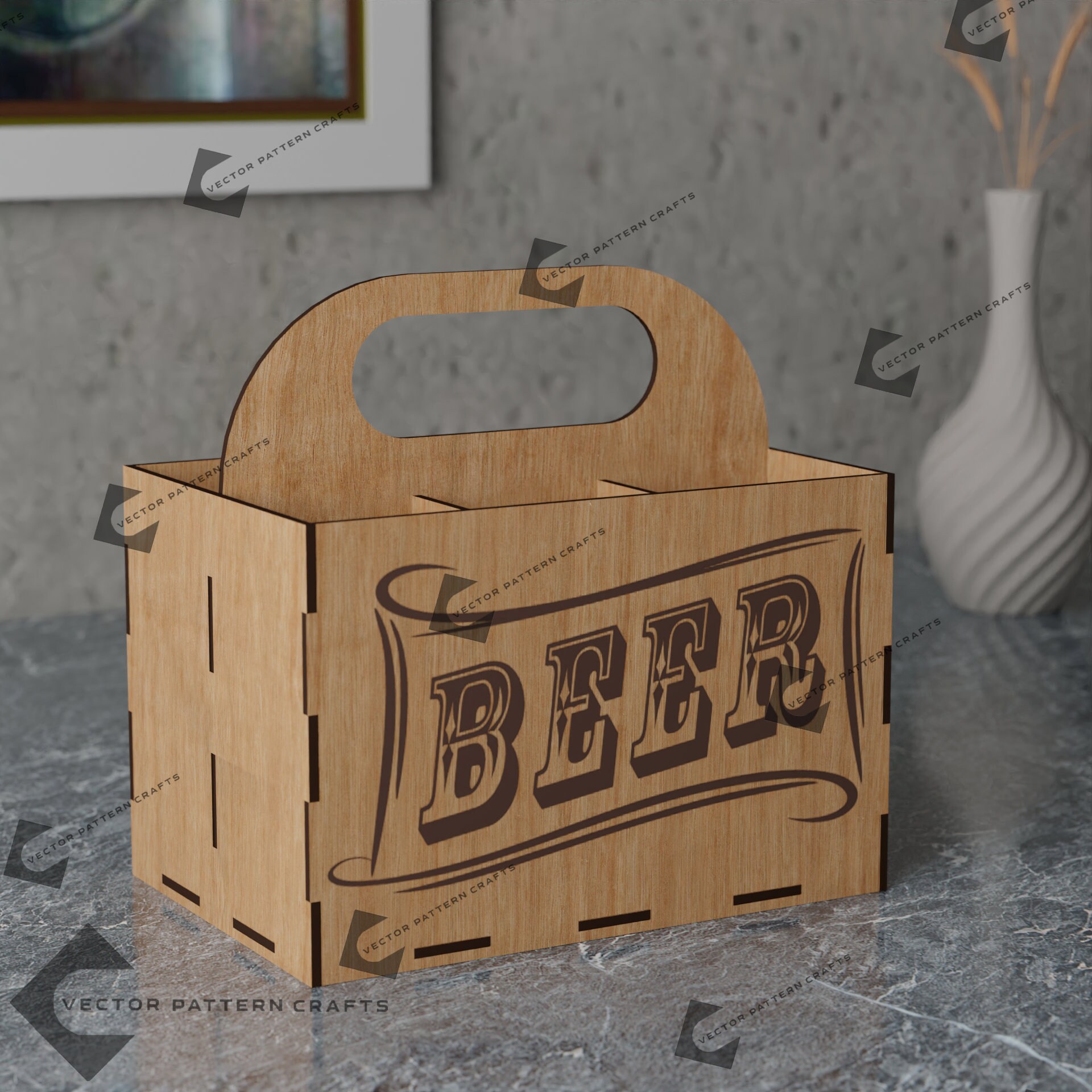 Laser Cut Wooden 6 Pack Beer Caddy Svg Template Glowforge Beer Holder ...