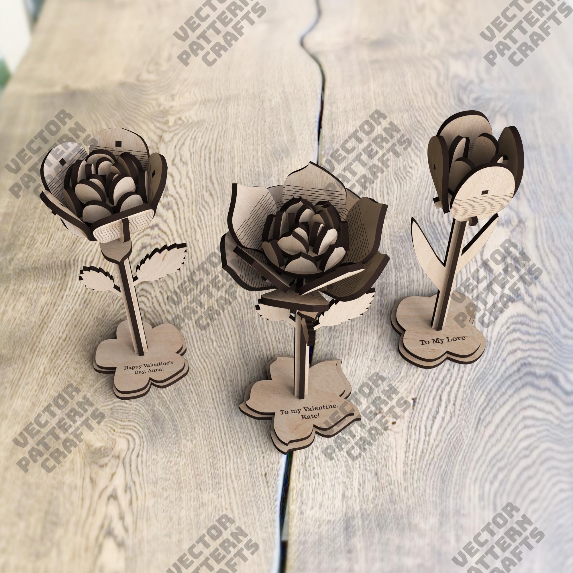 3D Standing Flowers Decoration Laser Cut Svg File Glowforge Vase ...