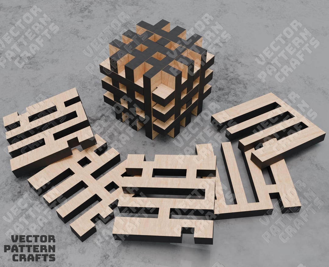 Wooden Cube Puzzle Laser Cut Svg File Glowforge Montessori Puzzle Cube ...