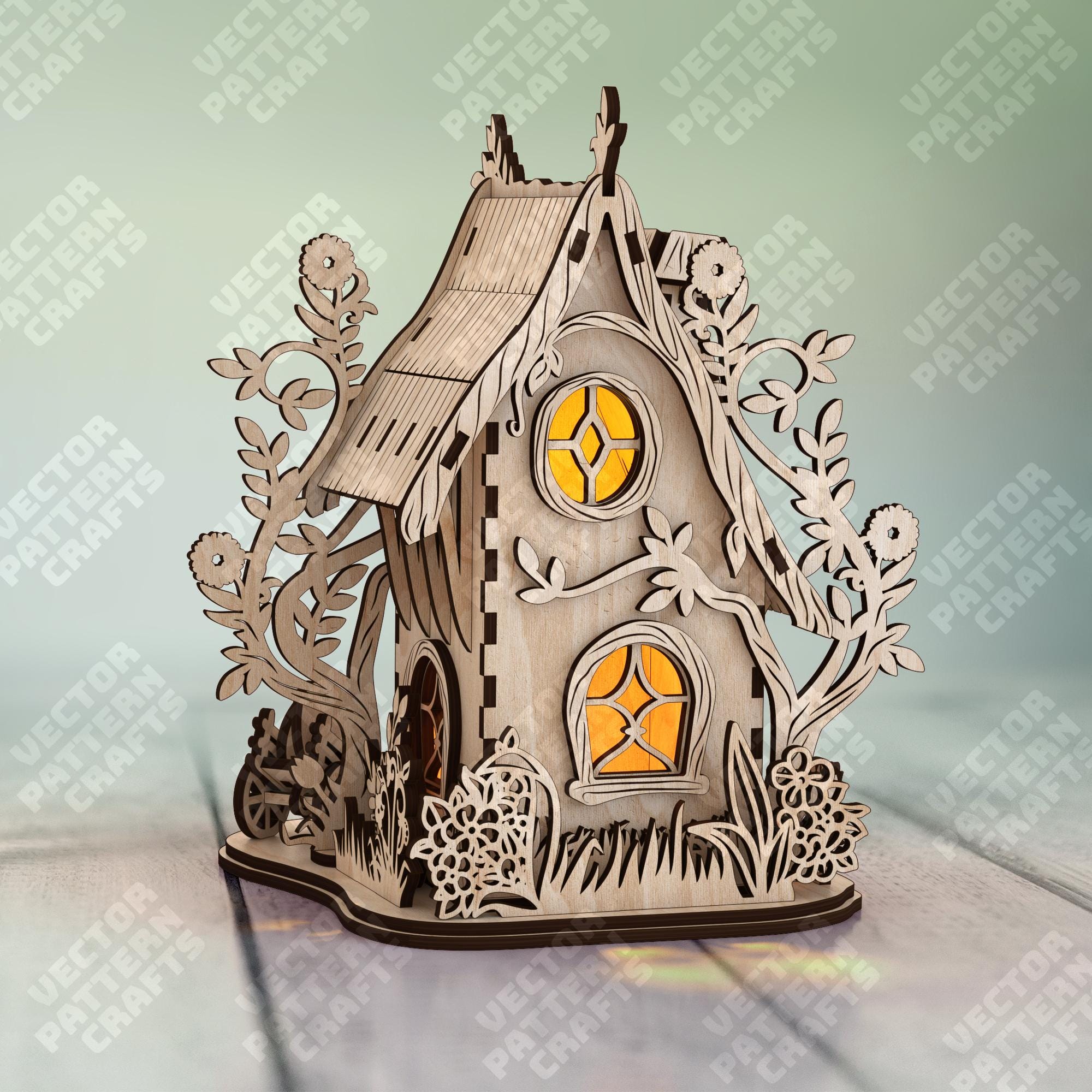 Easter Bunny House Scene Laser Cut File Glowforge 3D Easter House ...