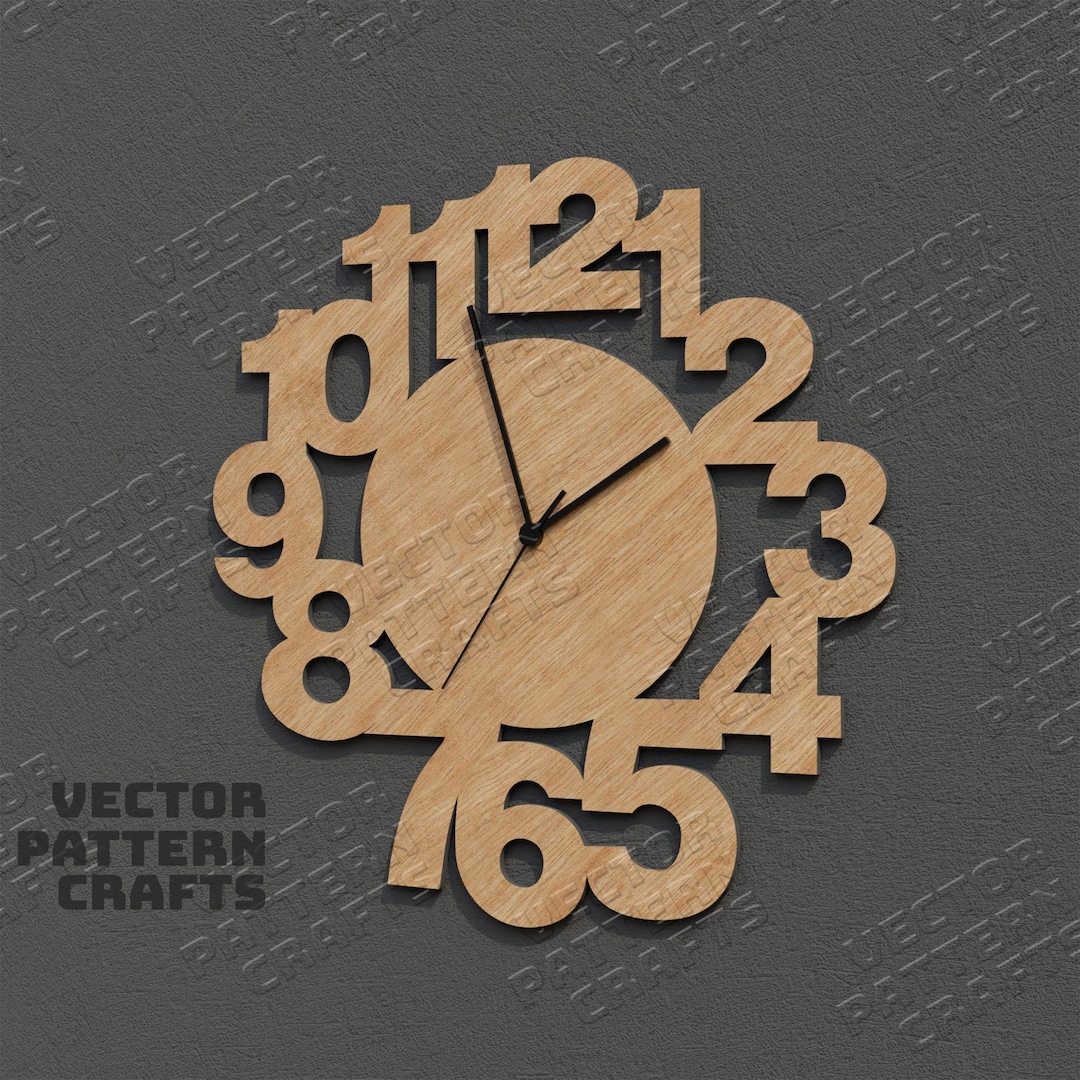 Laser Cut Wall Clock Numbers Svg Template Glowforge Decorative Wall ...