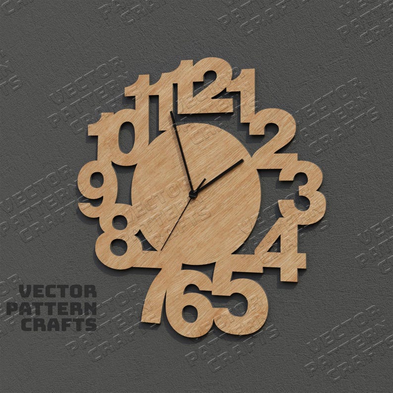 Laser Cut Wall Clock Numbers Svg Template Glowforge Decorative Wall ...