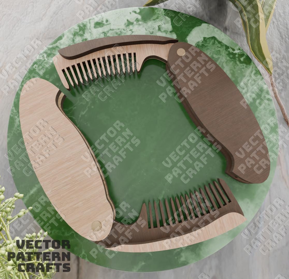 Wooden Beard Comb Laser Cut Svg File Glowforge Hair Comb Svg Cricut ...