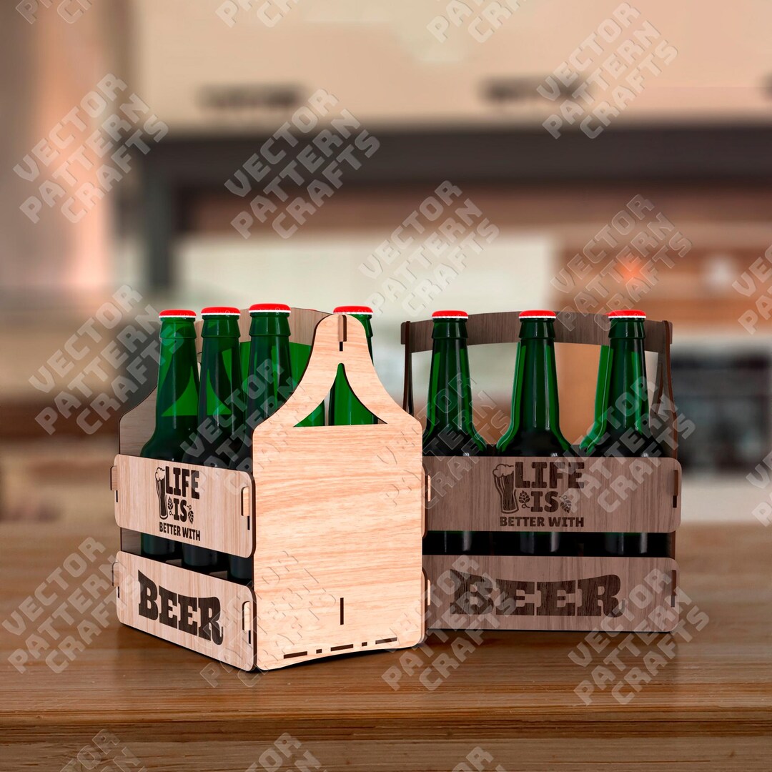 Wooden 6 Pack Beer Caddy Laser Cut Svg File Glowforge Beer Holder Svg ...