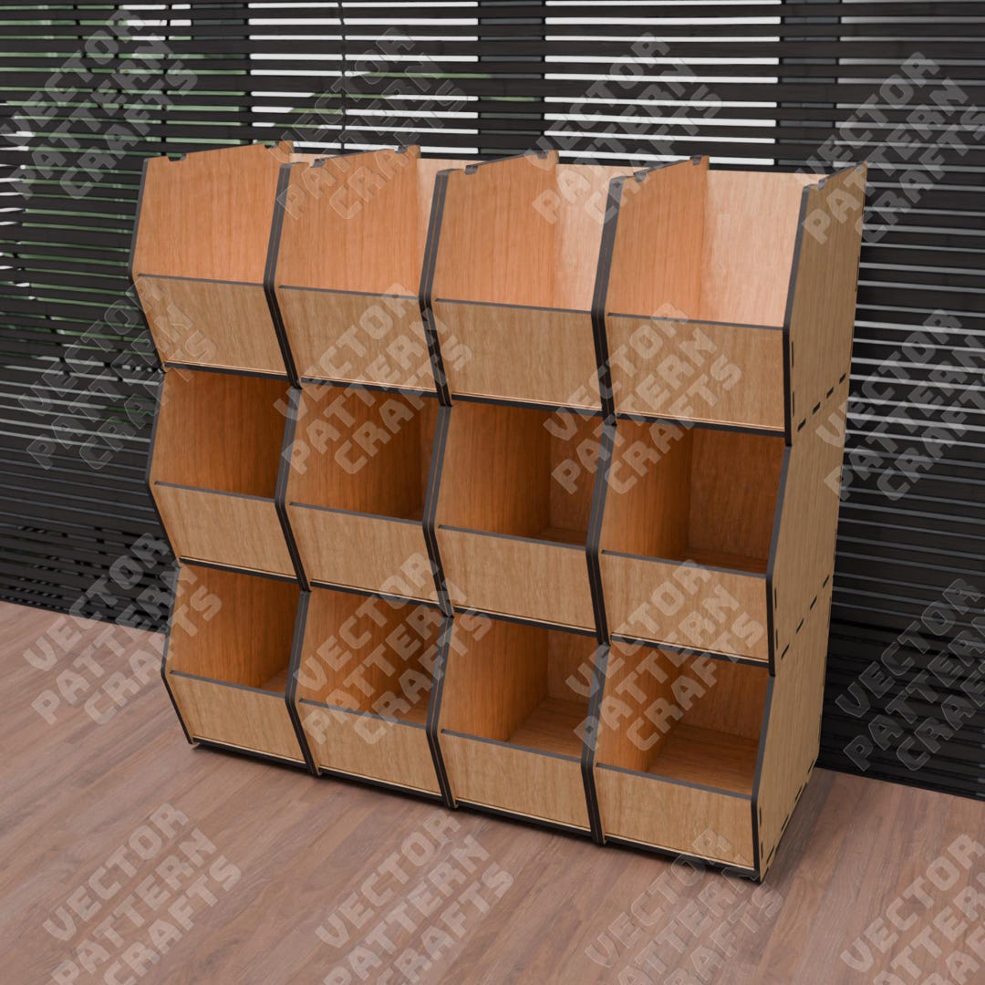 Wooden Stackable Storage Bins Laser Cut Svg File Glowforge Storage Bins ...