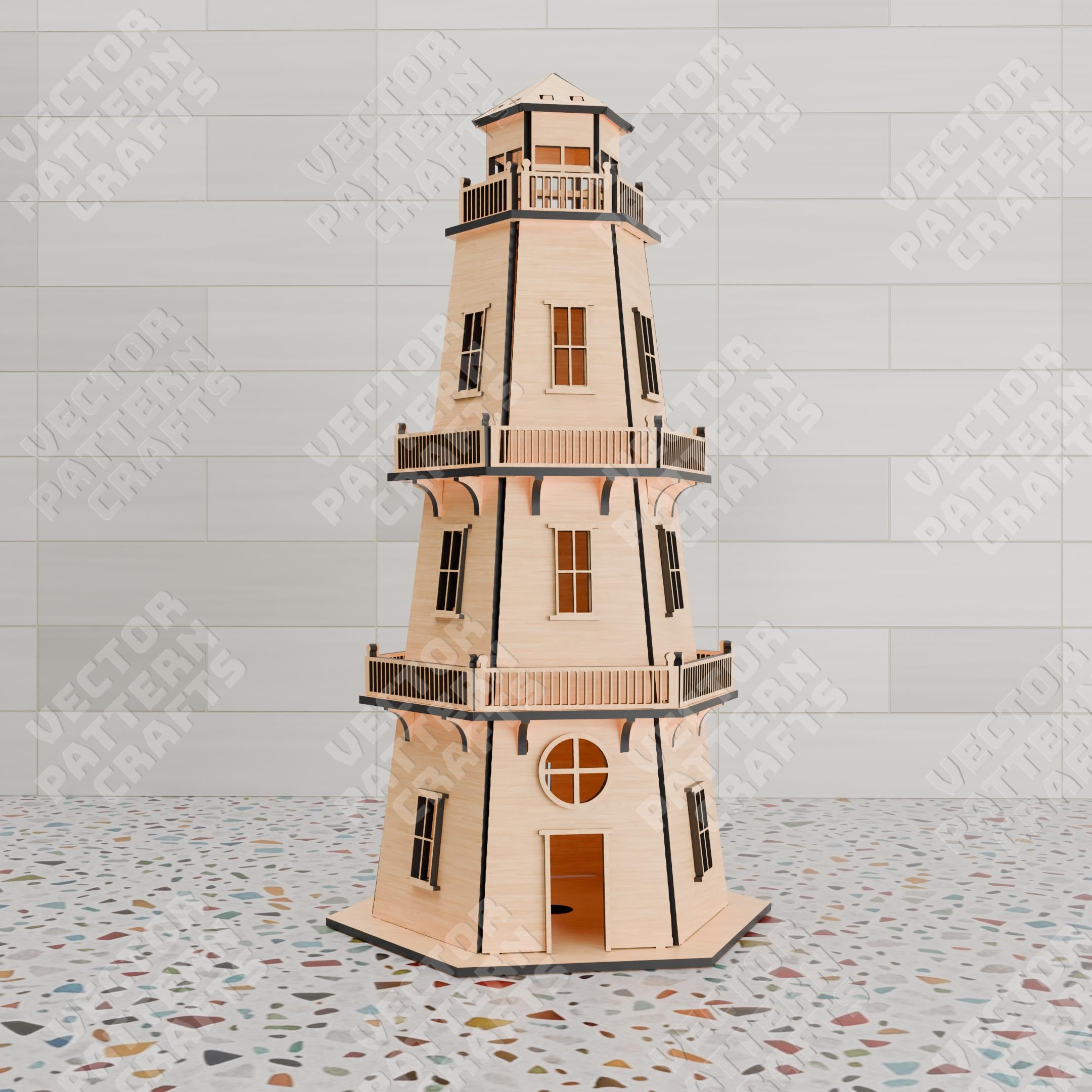Wooden Lighthouse Laser Cut Svg File Glowforge Lantern Tower Svg Cricut ...