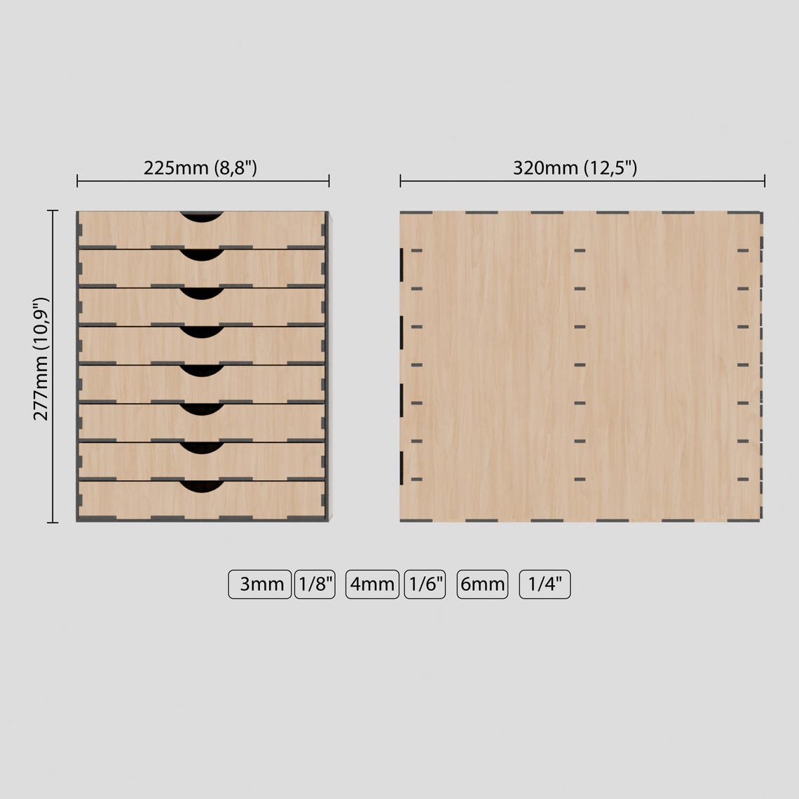 Laser Cut Desktop Drawers Organizer Svg Cut File Glowforge Storage ...