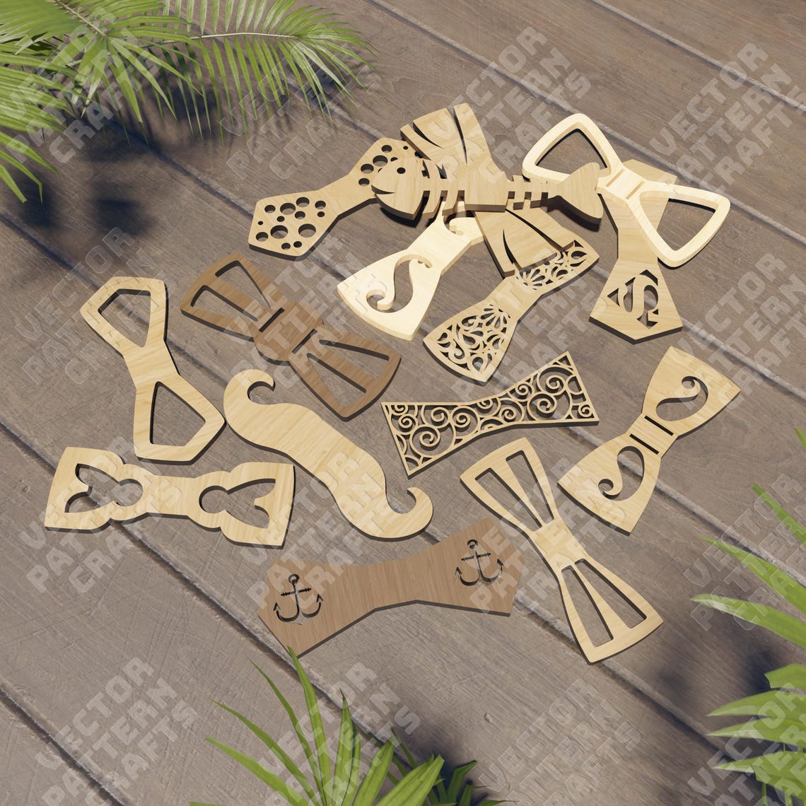 Laser Cut Wooden Bow Ties 52 Bundle Svg Cutting Files Glowforge Neck ...