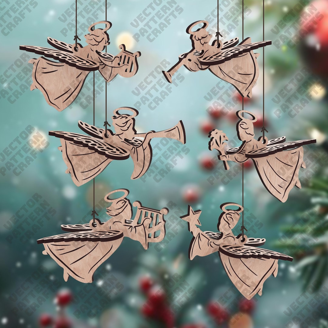 Christmas Angels Ornaments 6 Set Laser Cut Svg File Glowforge Angels ...