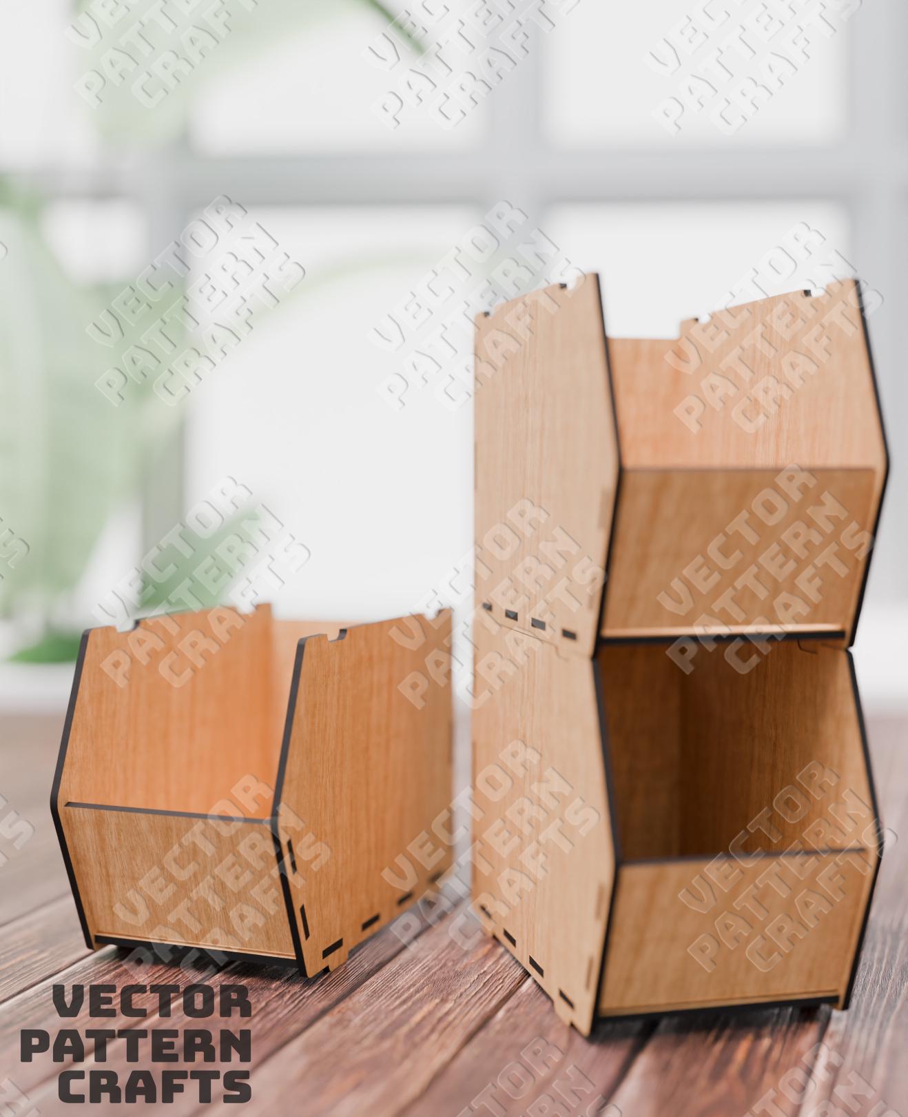 Wooden Stackable Storage Bins Laser Cut Svg File Glowforge Storage Bins ...