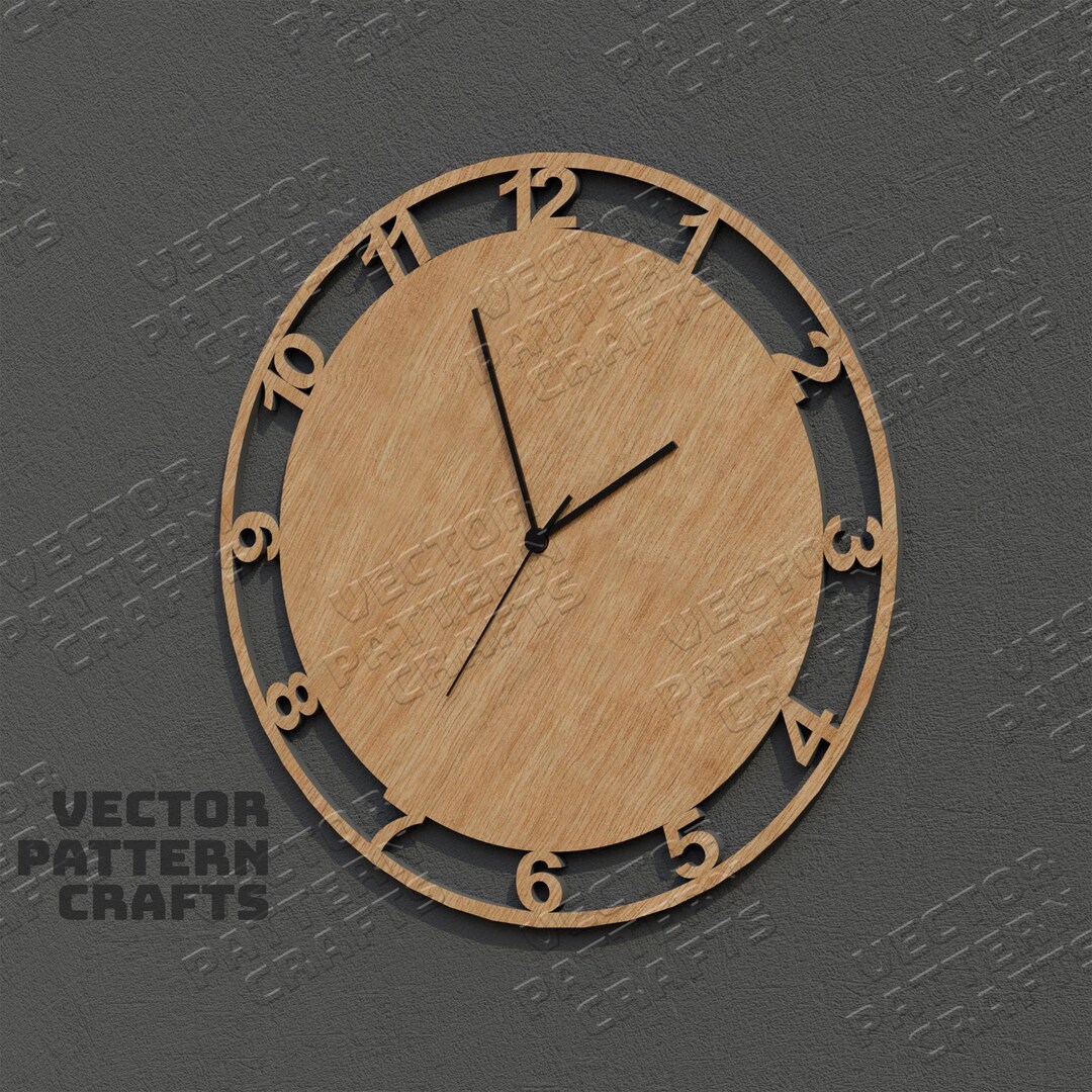 Laser Cut Wall Clock Numbers Svg File Glowforge Decorative Wall Clock ...