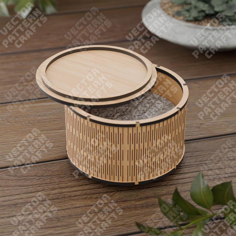 Decorative Wooden Round Flexible Box Laser Cut Svg File Glowforge Round ...
