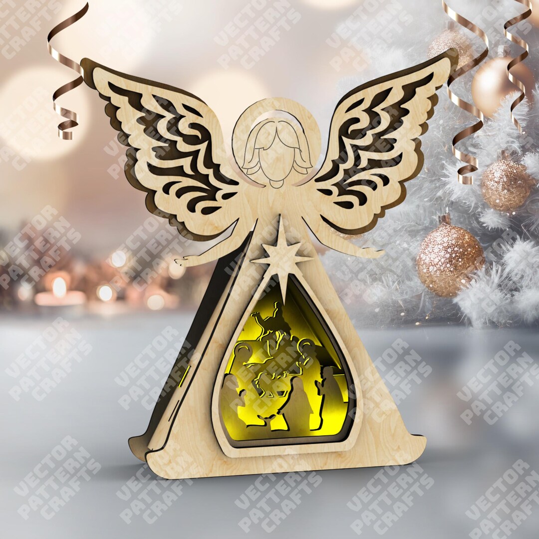 Nativity Angel Candle Holder Lamp Laser Cut Svg File Glowforge 3D ...