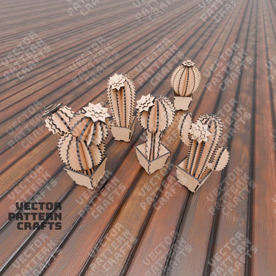 Wooden Cactus Table Decor Laser Cut Svg File Glowforge Cactus Bundle ...