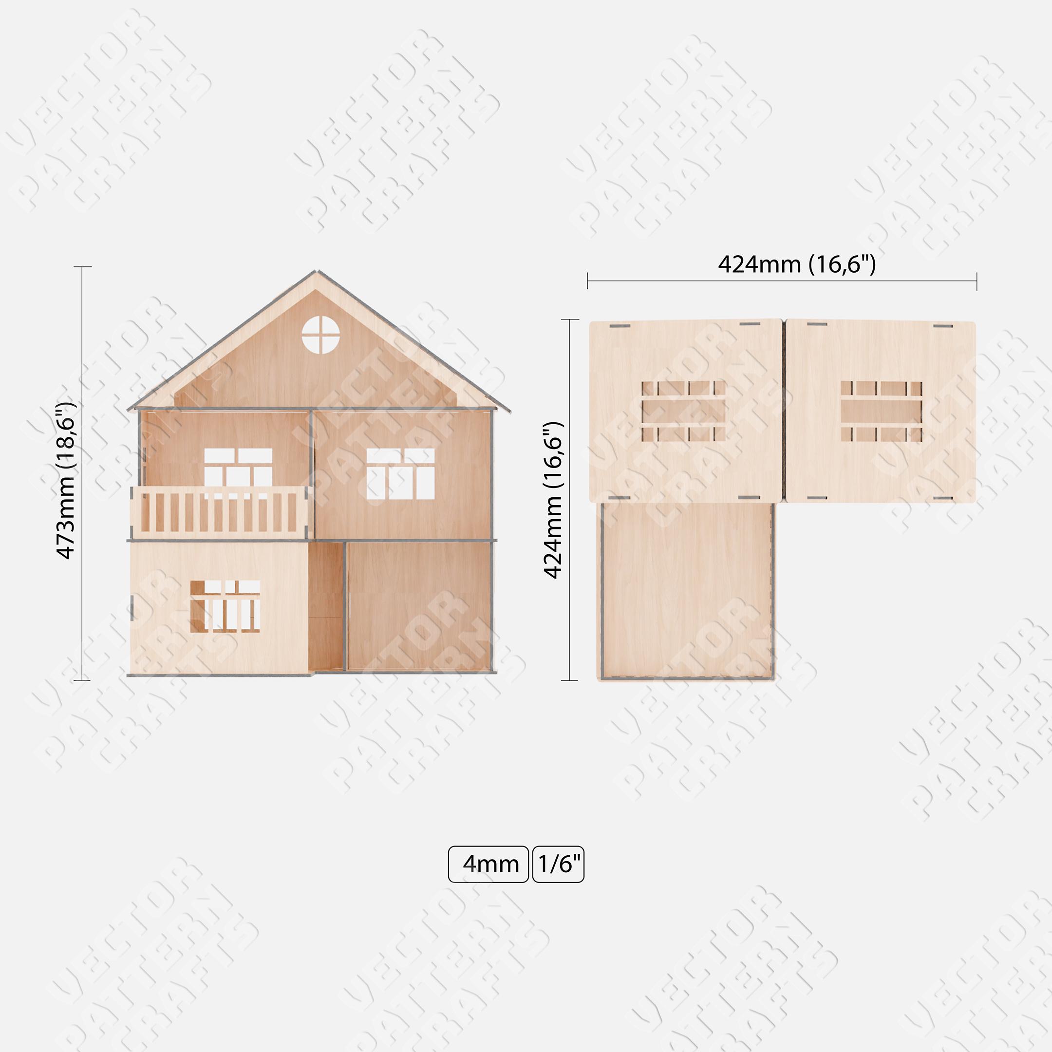 Laser Cut Doll House Kit Svg Cut File Glowforge Doll House Svg Cricut ...