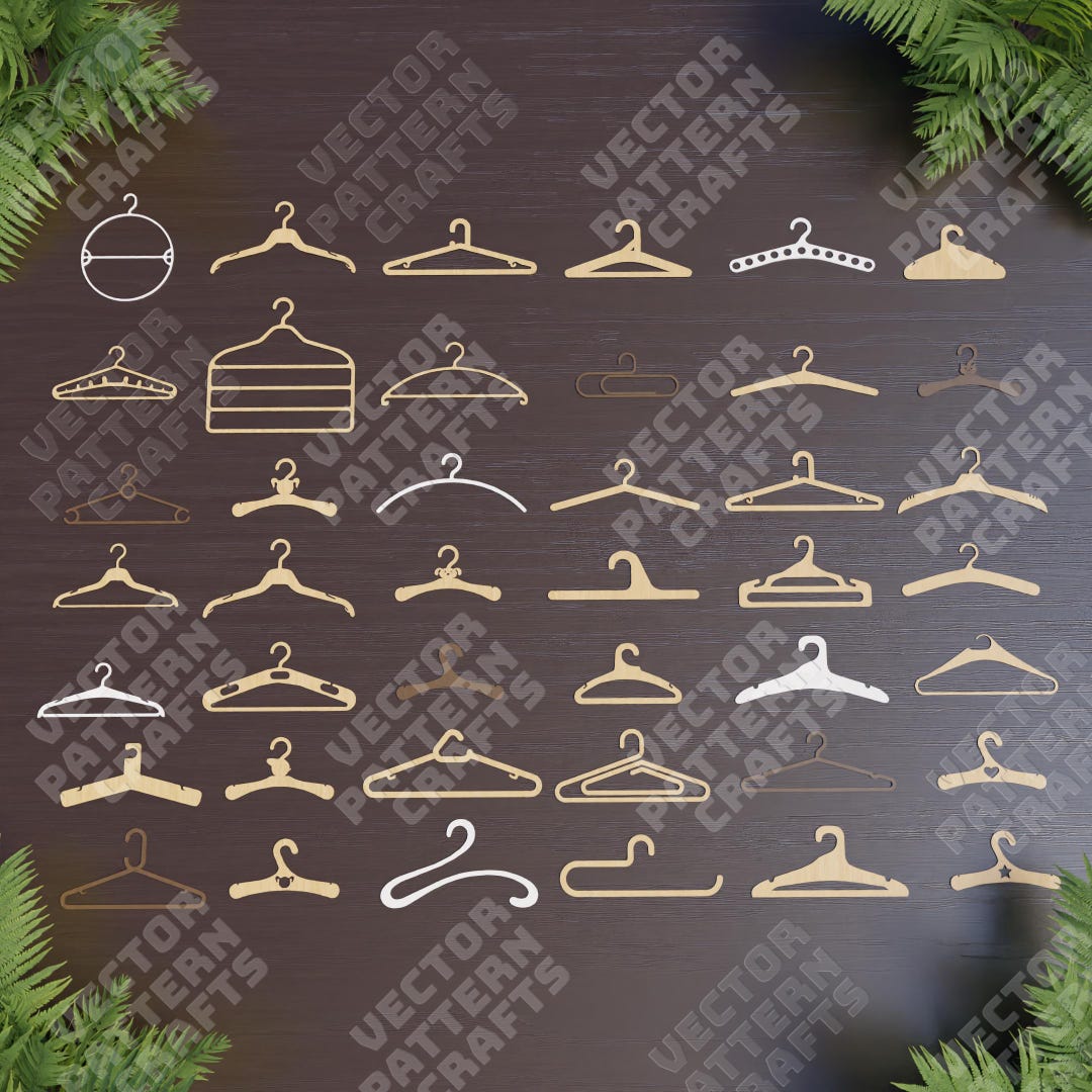 Wooden Hangers 42 Bundle Laser Cut Svg File Glowforge Clothes Hangers ...