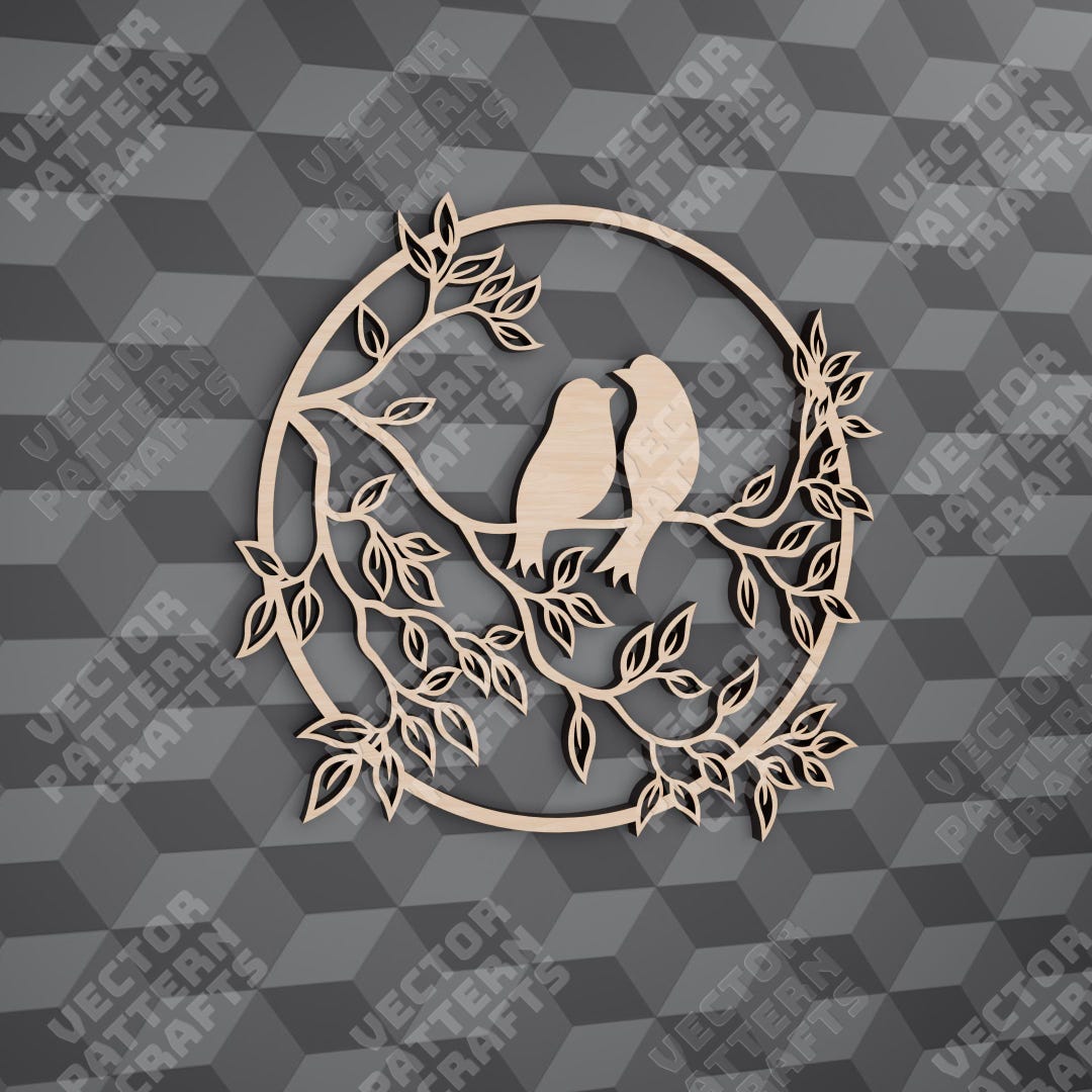 Laser Cut Birds on Tree Wall Art Panel Svg File Glowforge Birds Wall ...