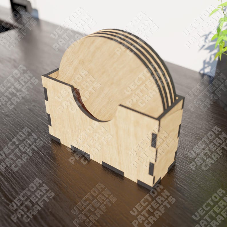 Wooden Round Coasters Box Laser Cut Svg File Glowforge Coasters Holder ...